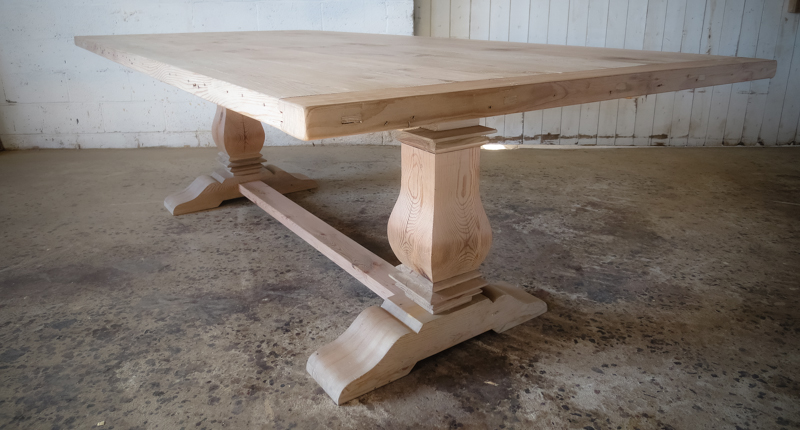 CarolinaFarmTable-54-Weathered-Pine-Trestle-Table – NC Mountain Arts Adventure